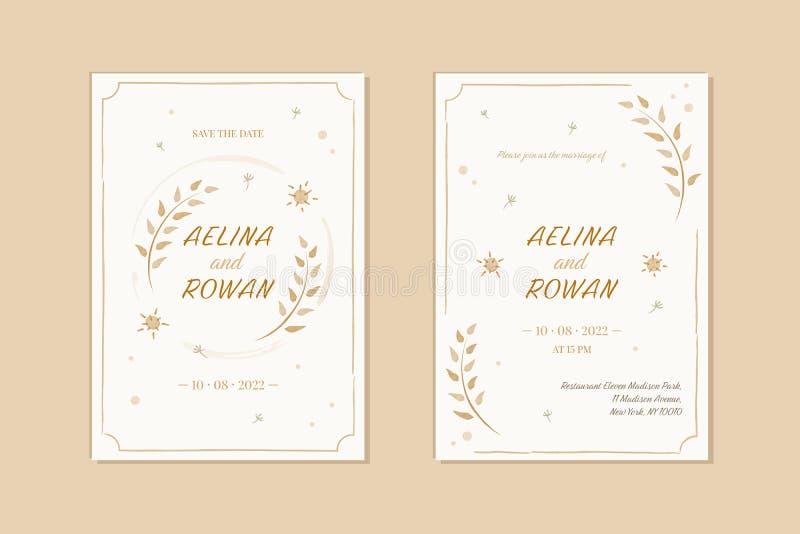 Simple Rustic Wedding Invitation Card Template Stock Vector ...