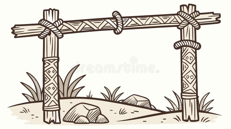 Simple Rustic Wooden Gate with Tribal Motifs Vector, Vector Design ...