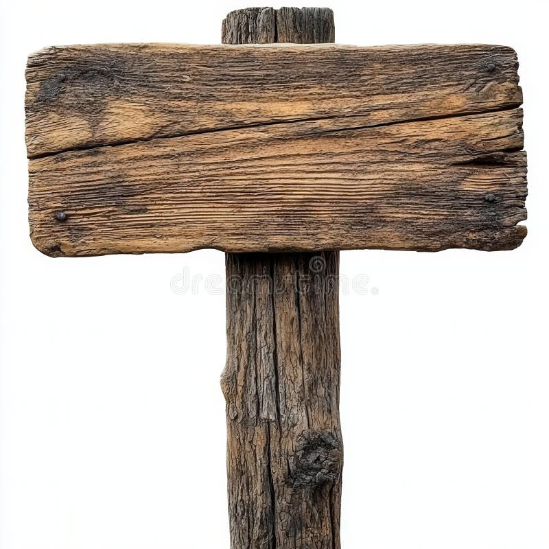 A Simple, Rustic Wooden Signpost with a Rectangular Wooden Board ...