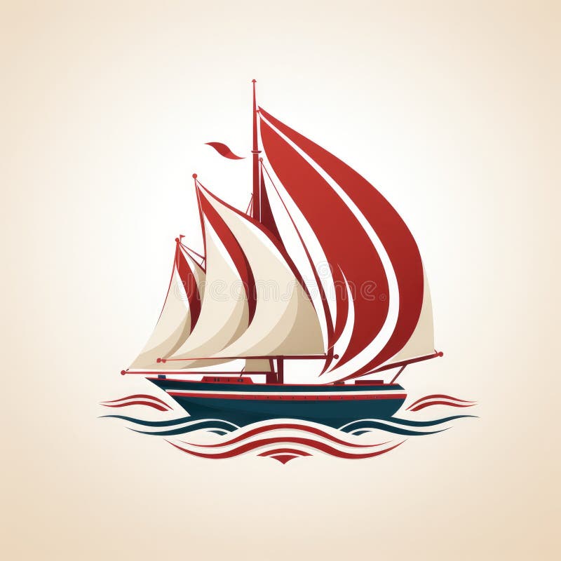 A Simple Sailboat Logo with Wind Filled Sails Stock Photo - Image of ...