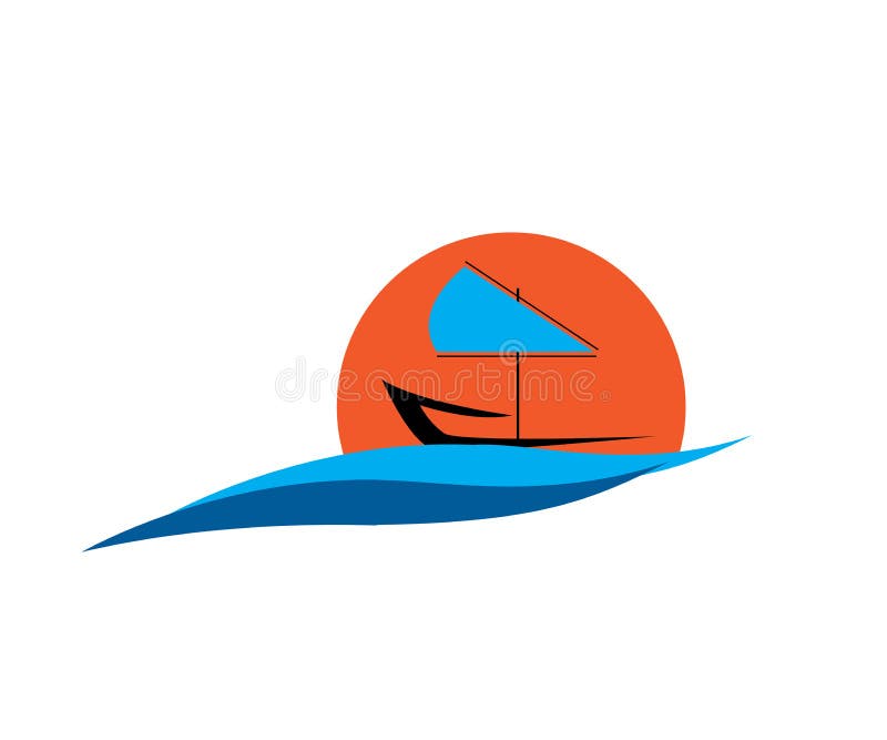 Simple Sailboat Vector Logo Design Stock Vector - Illustration of ...