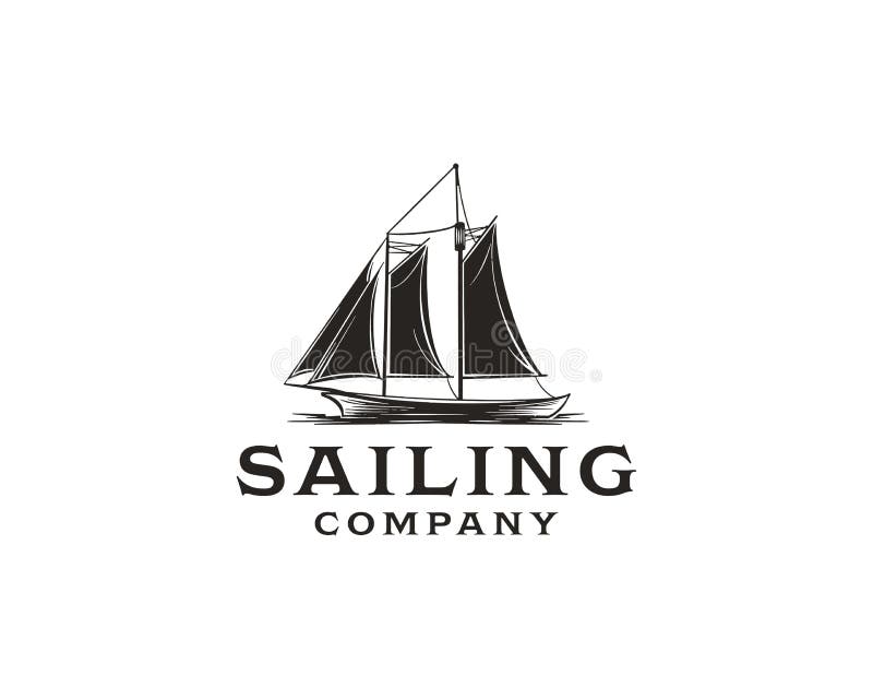 Simple Sailing Ship on Black Background Icon Logo Stock Vector ...