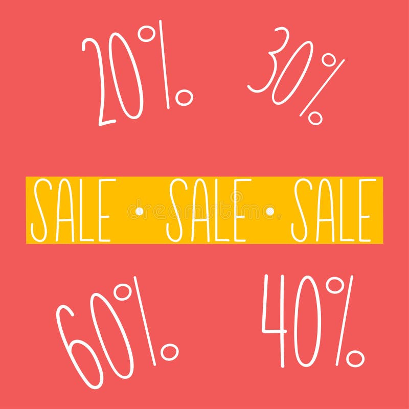 Simple Sale Hand Drawn Simple Label Design with Various Percentages ...
