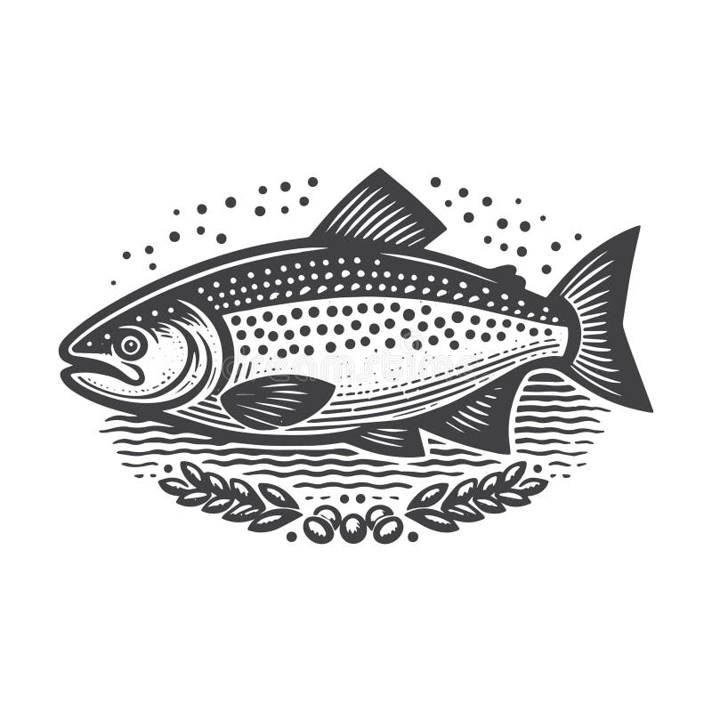 Simple Salmon Side View Vector Icon Vintage Retro Logo Illustration ...