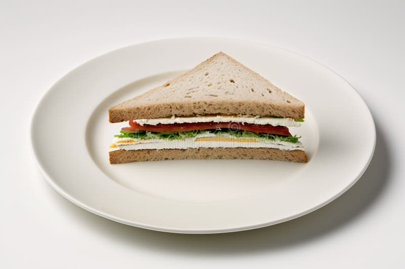 Simple Sandwich on a White Plate, Isolated. Ai Generated Stock ...