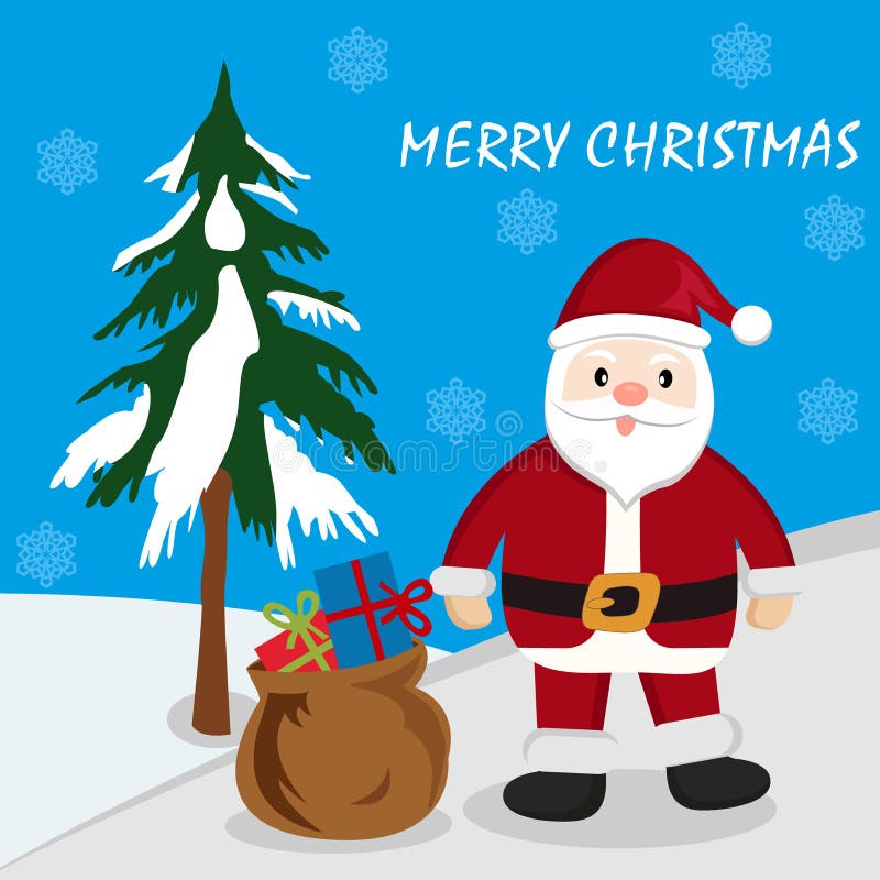 Simple Santa Claus with Gifts in Flat Style Stock Vector - Illustration ...