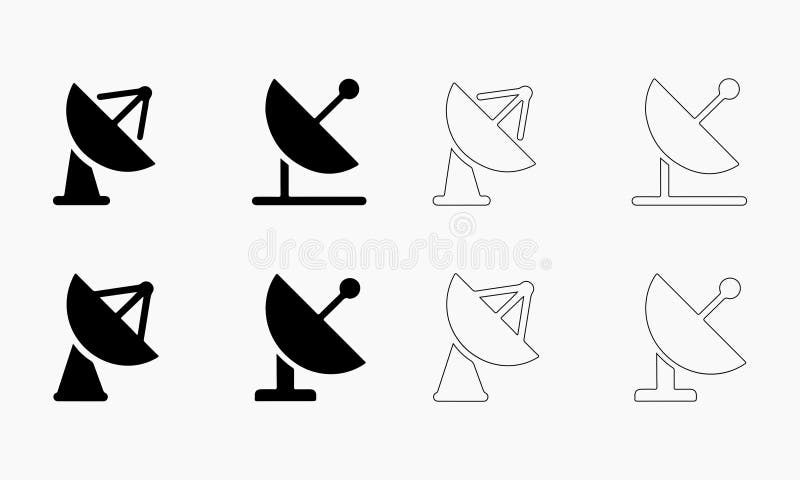 Simple Satellite Dish Icons in Black and White Stock Vector ...