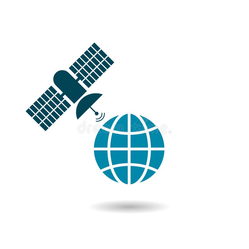 Simple Satellite Icon with Shadow Stock Vector - Illustration of ...