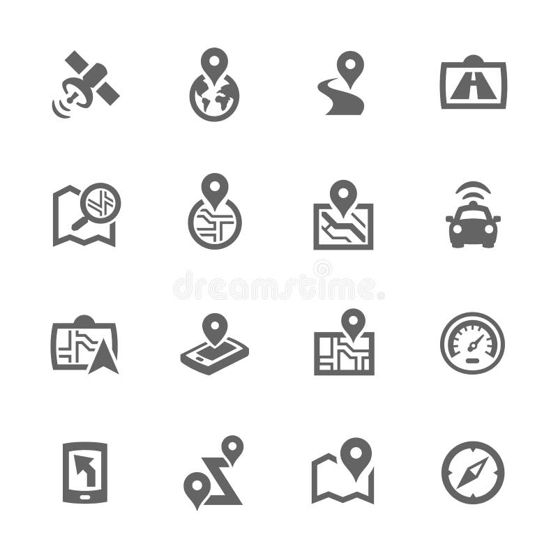 Simple Satellite Navigation Icons Stock Vector - Illustration of route ...