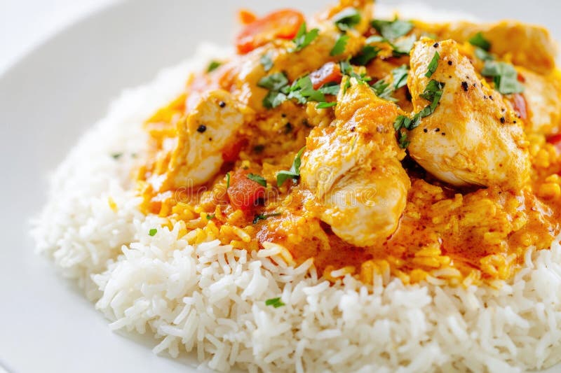 A Simple yet Satisfying Meal of Rice and Grilled Chicken on a Clean ...