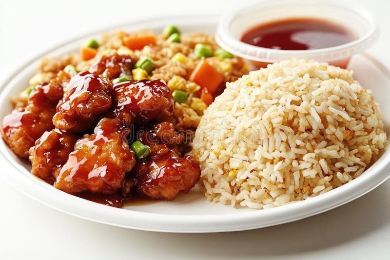 A Simple yet Satisfying Meal on a White Plate with a Serving of Rice ...