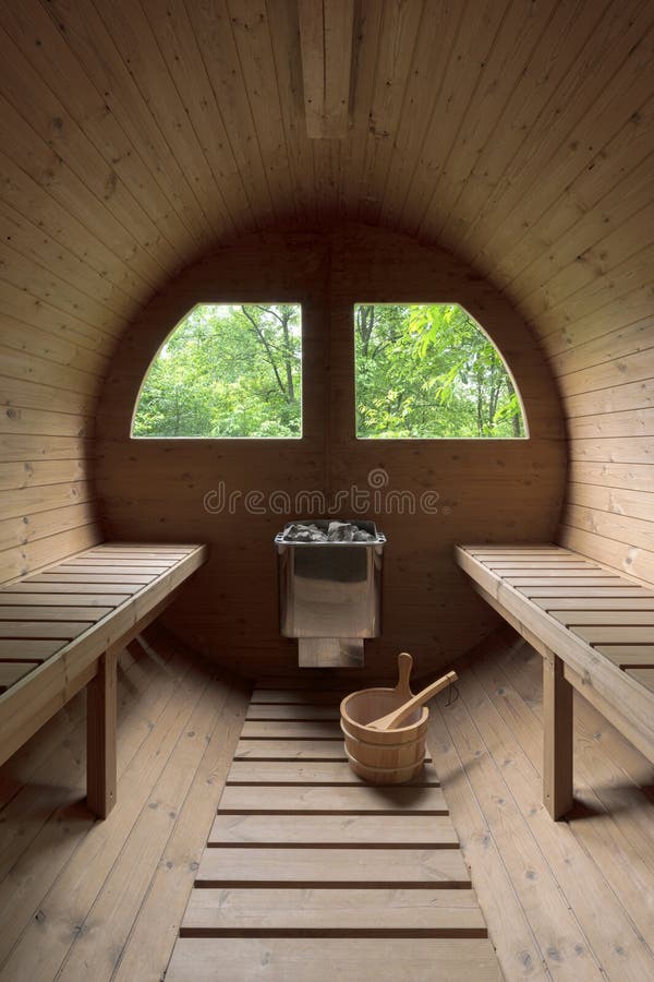Simple sauna interior stock image. Image of bathhouse - 336890055