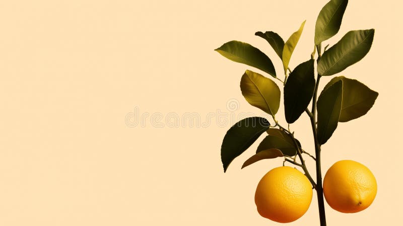 Simple Scene Lemon Tree Two Lemons Stock Photos - Free & Royalty-Free ...