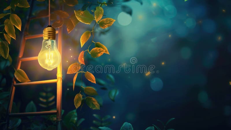 A Simple Scene of a Light Bulb Sitting at the Top of a Wooden Ladder ...