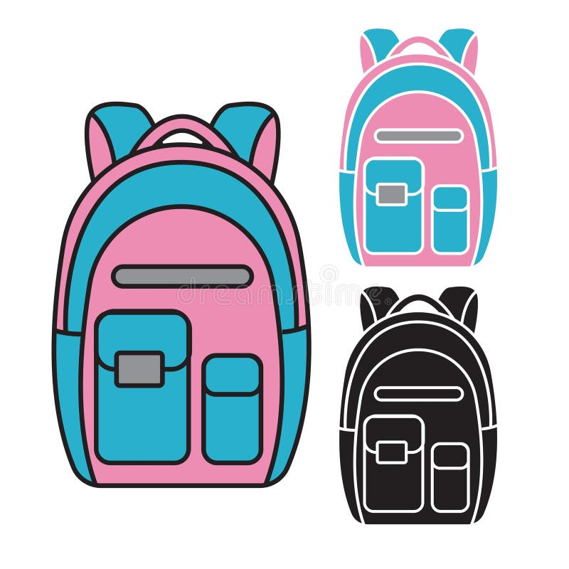 Simple School Backpack Icon Template 08 Stock Vector - Illustration of ...