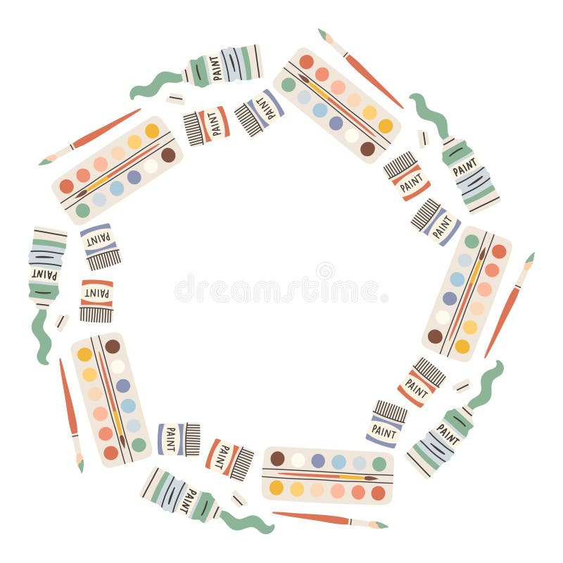 Simple School Circle Frame. Round School Themed Border Made of ...
