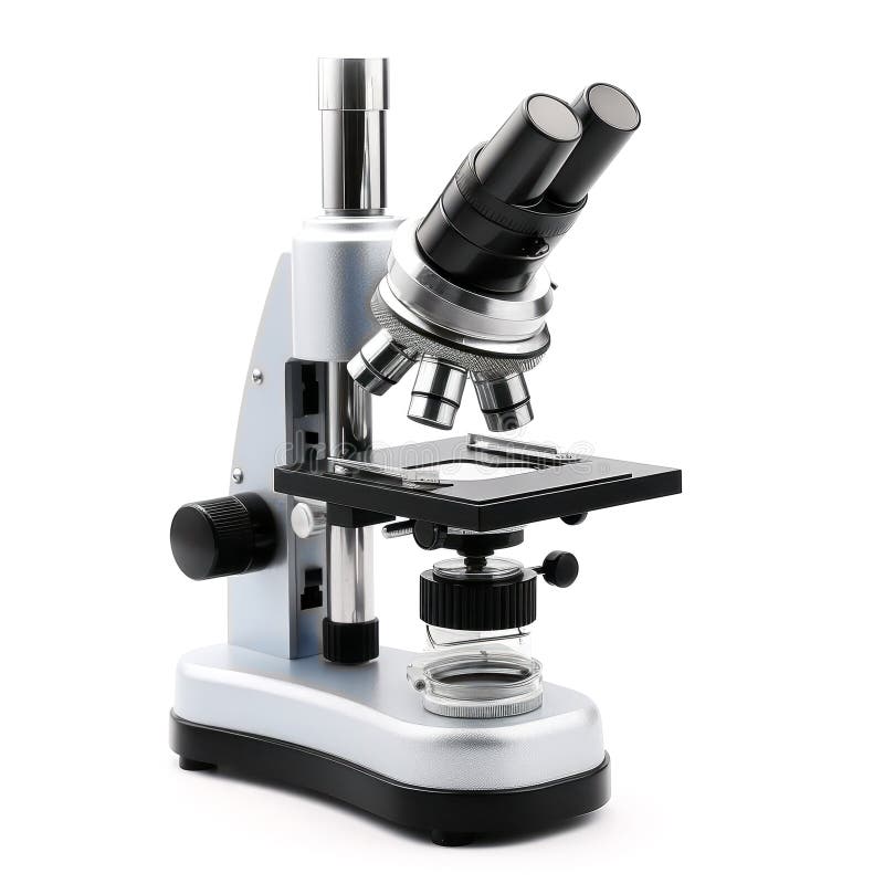 Simple Scientific Microscope Isolated on White Background Stock ...