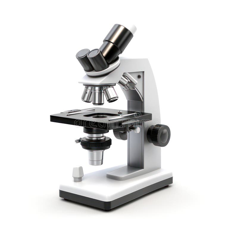 Simple Scientific Microscope Isolated on White Background Stock ...