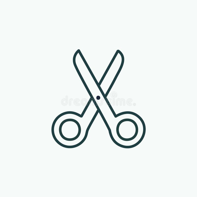 Simple Scissors Icon Design. Black and White Line Drawing of a Basic ...