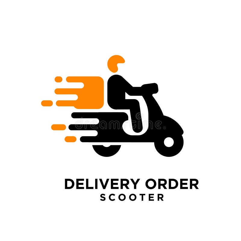 Simple Scooter Delivery Courier Black Logo Icon Design Stock Vector ...