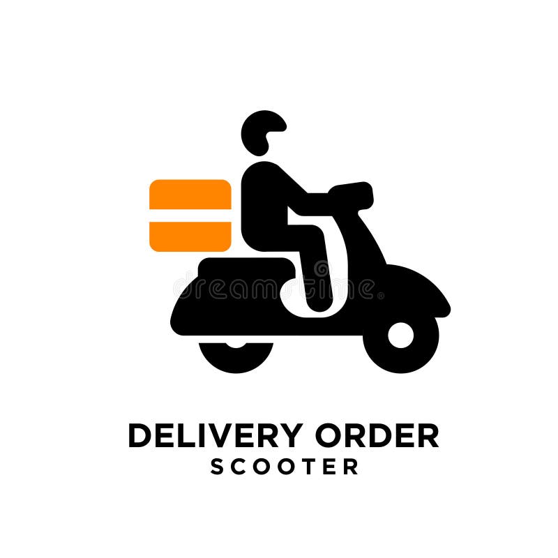 Simple Scooter Delivery Courier Black Logo Icon Design Stock Vector ...