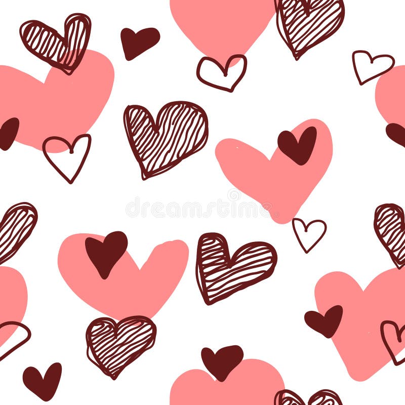 Simple Heart Doodle Repeat Pattern Design Stock Vector - Illustration ...
