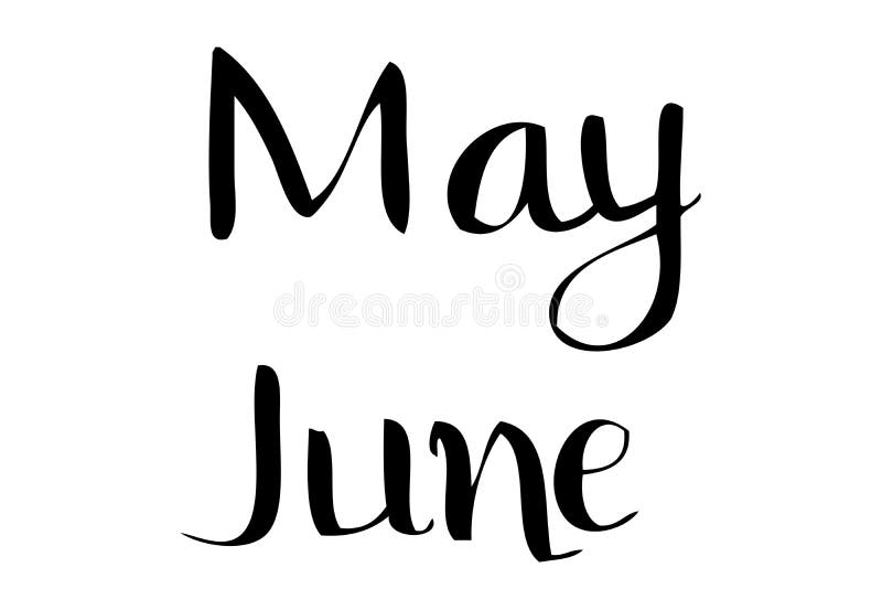 Simple Script Vector Lettering Hand Draw Sketch, May June Stock Vector ...