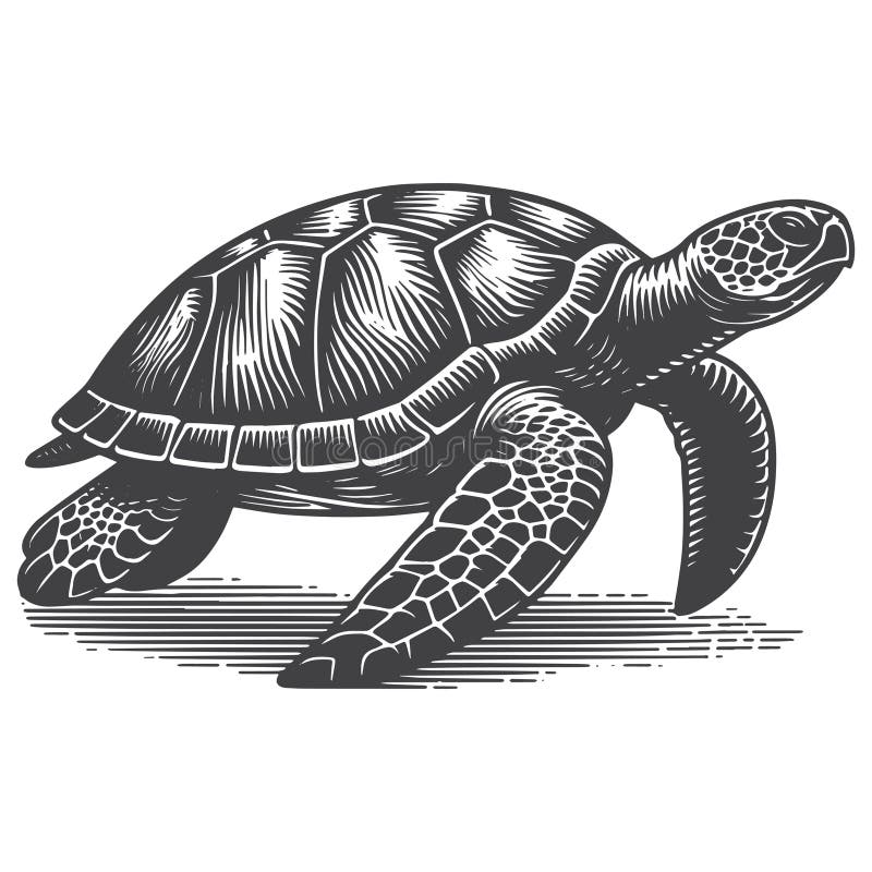 Sea Turtle Side View Vintage Retro Vector Icon Design. Stock Vector ...