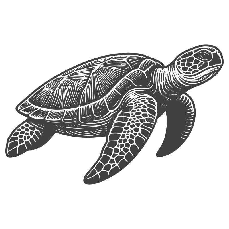 Sea Turtle Side View Vintage Vector Icon Design. Stock Vector ...