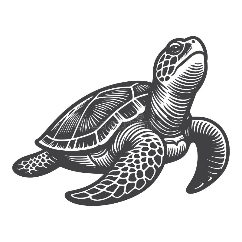 Sea Turtle Side View Vintage Retro Vector Logo Design. Stock Vector ...