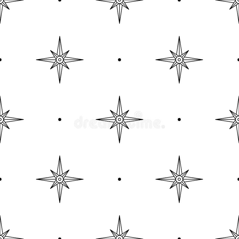 White Black Abstract Pattern with Wind Rose Stock Vector - Illustration ...