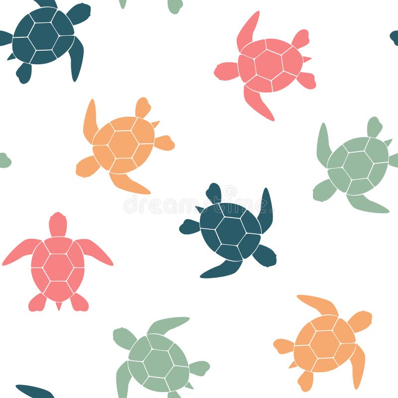 Simple Seamless Background with a Silhouette of a Turtle on a White ...