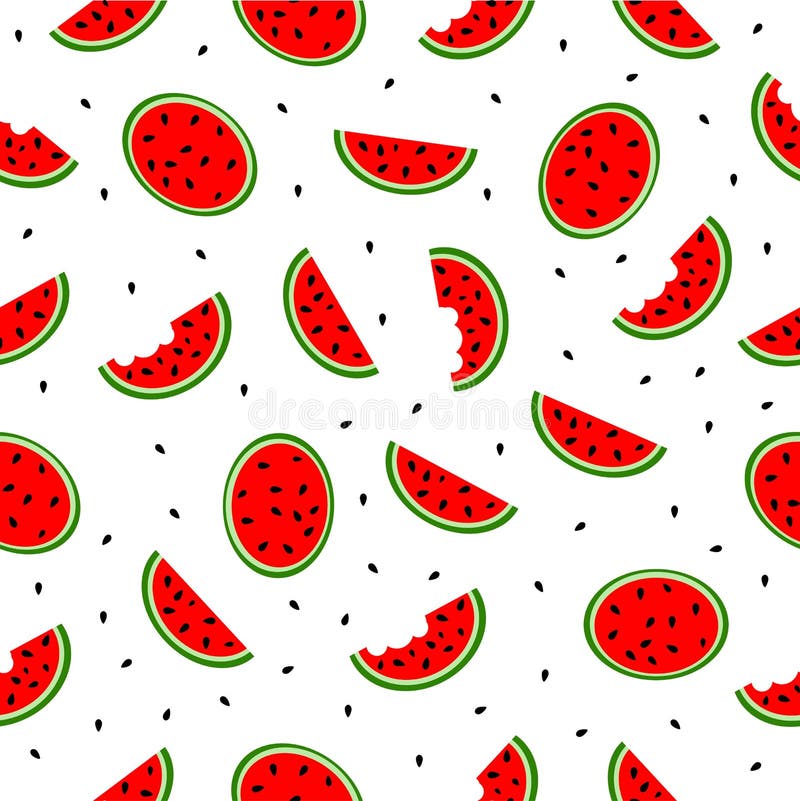 Simple Seamless Background Vector Set 4 Watermelon, Water Melon and ...