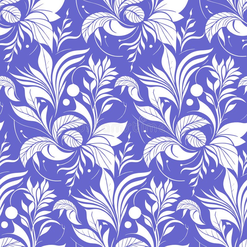 Simple Seamless Blue and White Floral Pattern, Texture Stock ...