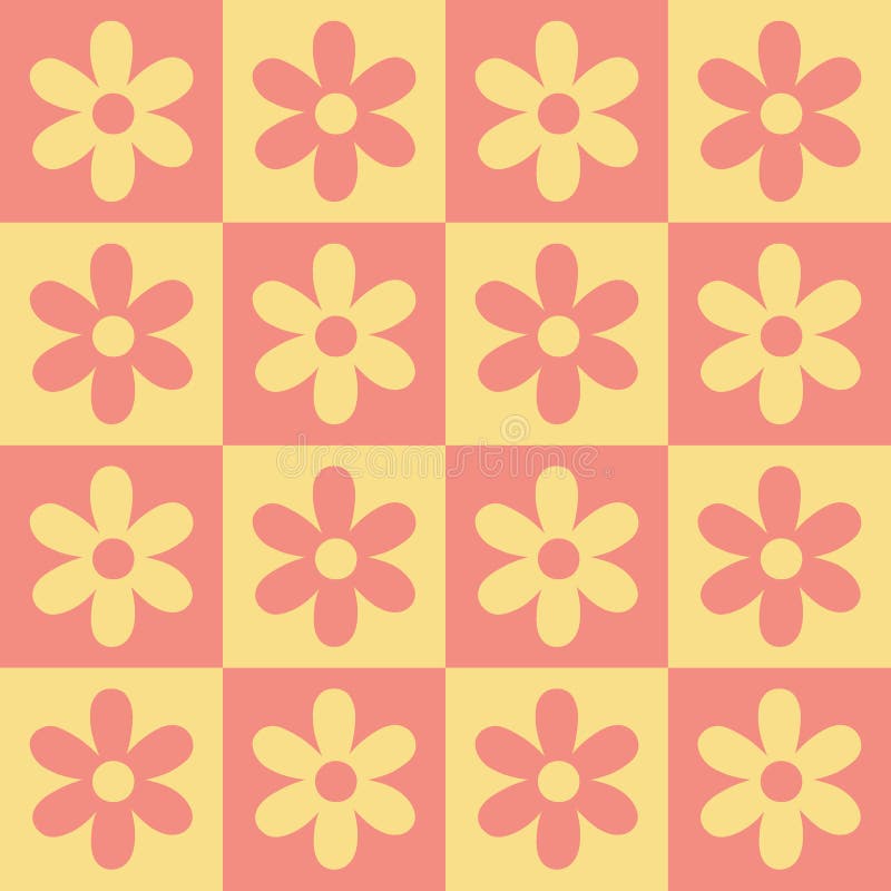 Simple Seamless Checkered Pattern with Flowers. Vector Graphics Stock ...