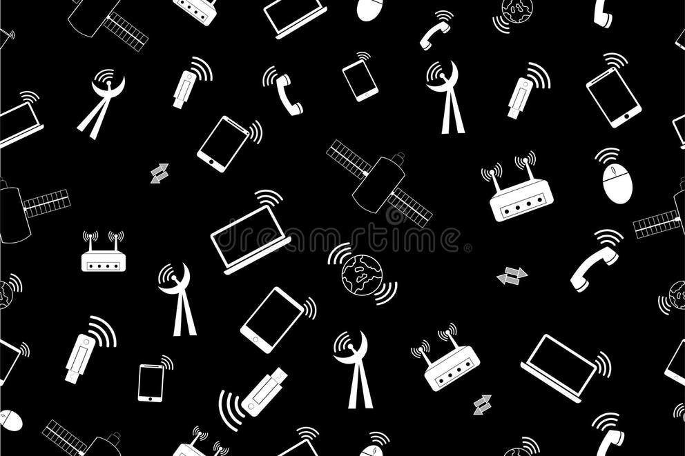 Simple Seamless Doodle Background - Telecommunication Signal Stock ...