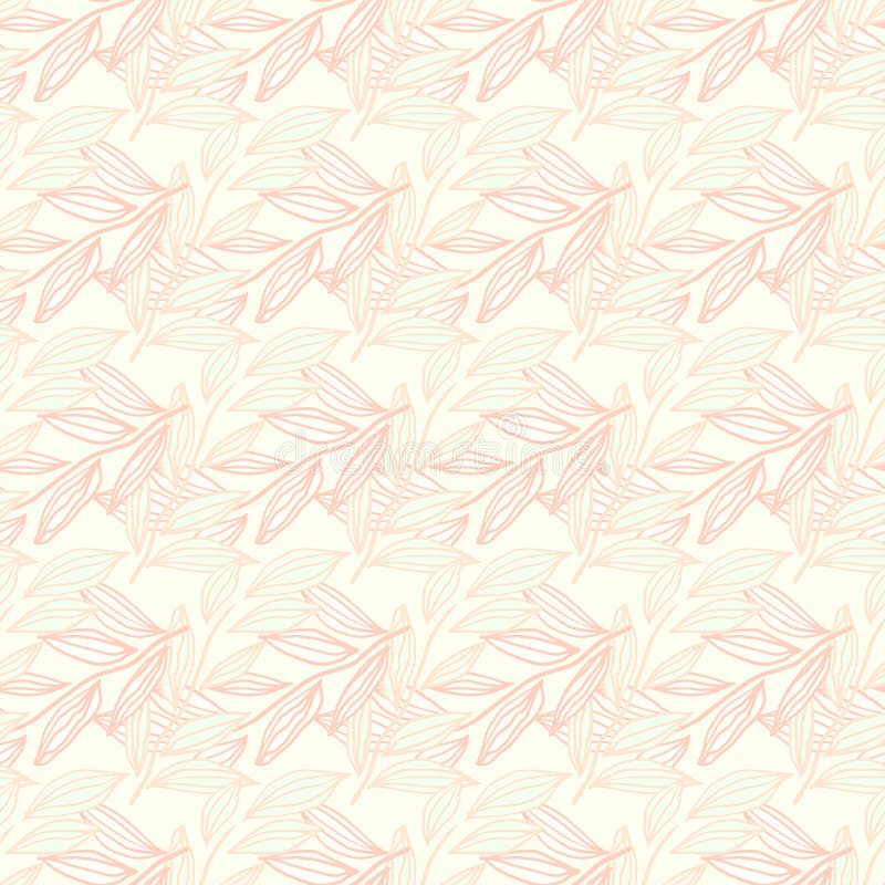 Simple Seamless Doodle Pattern with Outline Foliage Elements in Pink ...