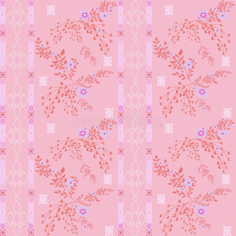 Simple Seamless Floral Pattern Pink Stock Illustration - Illustration ...