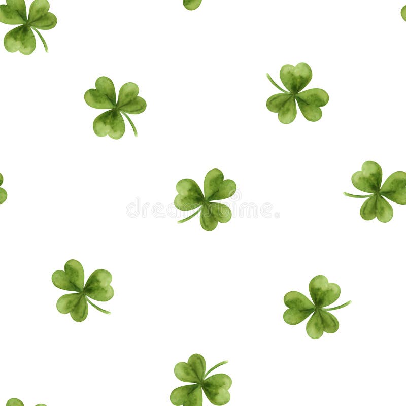 Simple Seamless Green Shamrock Clover Pattern on Light Background Stock ...
