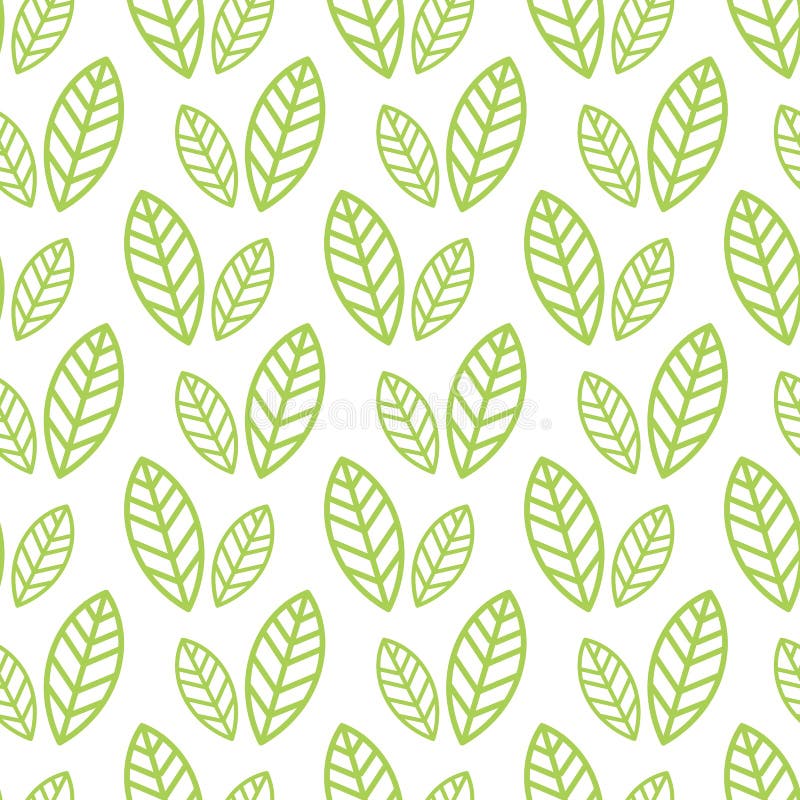 Simple Seamless Organic Wallpaper with a Pattern of Green Leaves and ...