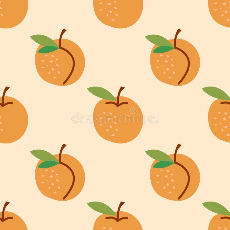 Simple Seamless Pattern with Apricot on Beige Stock Illustration ...