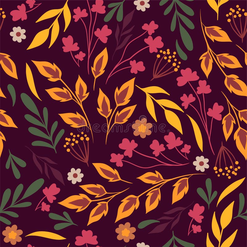Simple Seamless Pattern with Autumn Leaves. Vector Graphics Stock ...