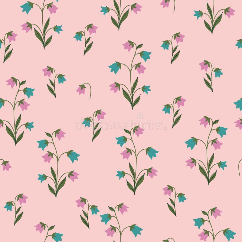 Simple Seamless Pattern with Bell Flowers. Vector Graphics Stock Vector ...