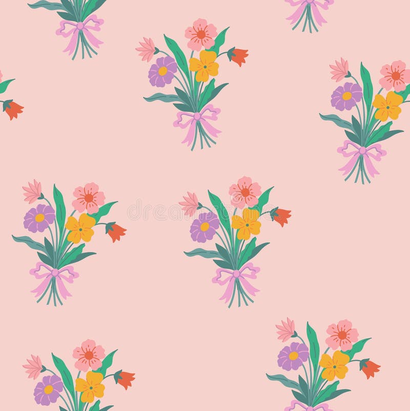 Simple Seamless Pattern with Bouquets of Flowers. Vector Graphics Stock ...