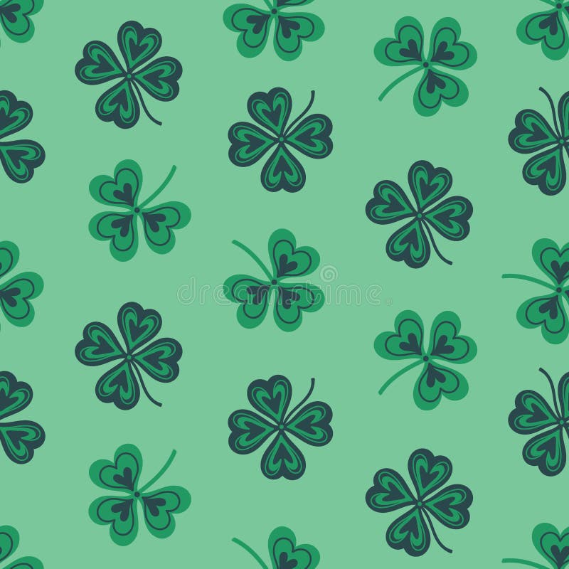 Simple Seamless Pattern with Clover Leaves. Vector Graphics Stock ...