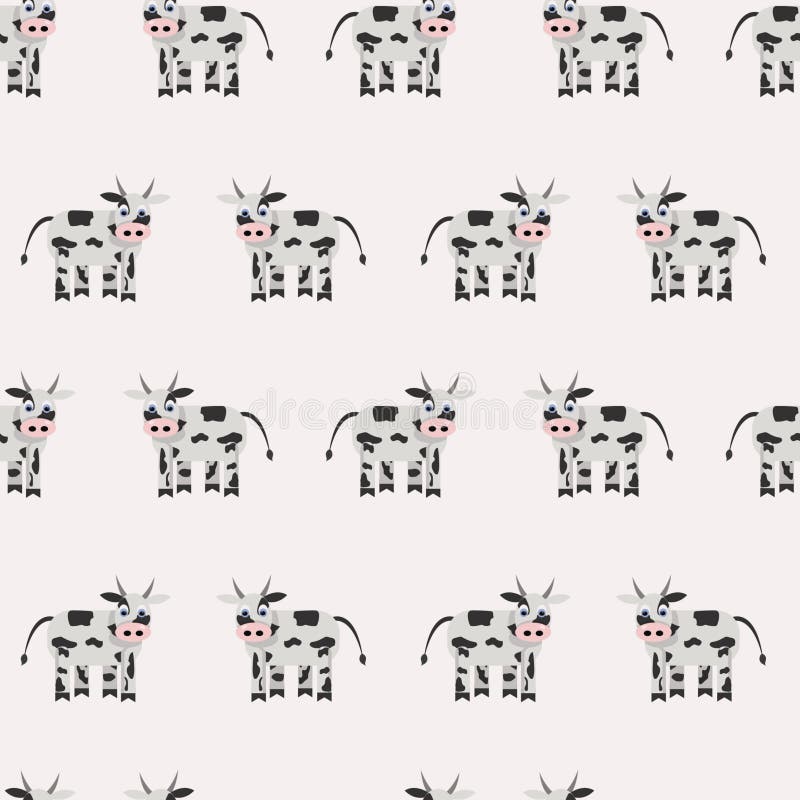 Simple Seamless Pattern with a Cute Cartoon Bull. Stock Vector ...