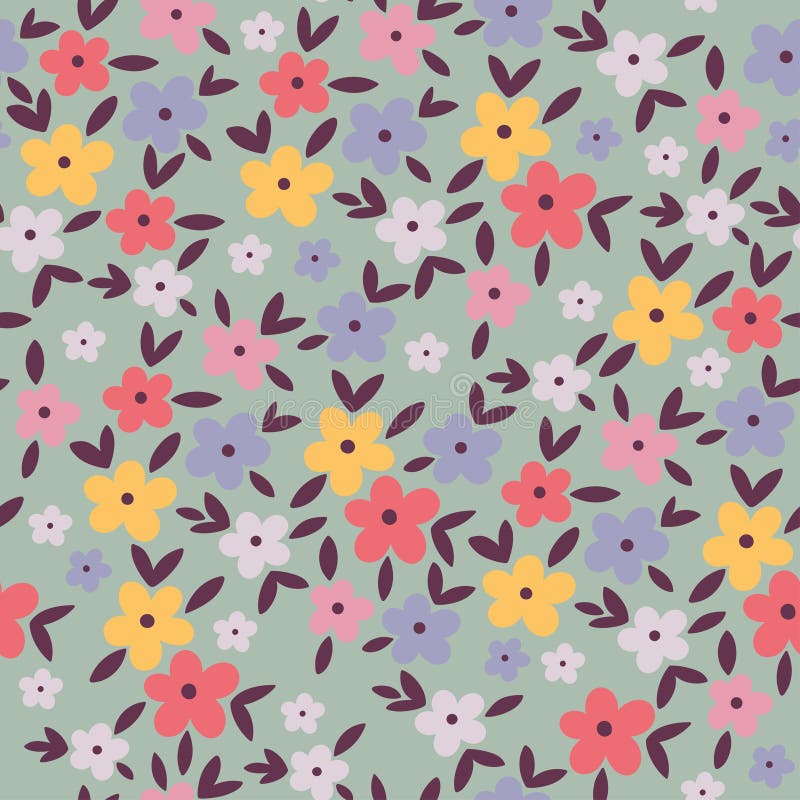Simple Seamless Pattern with Flowers. Vector Graphics Stock ...
