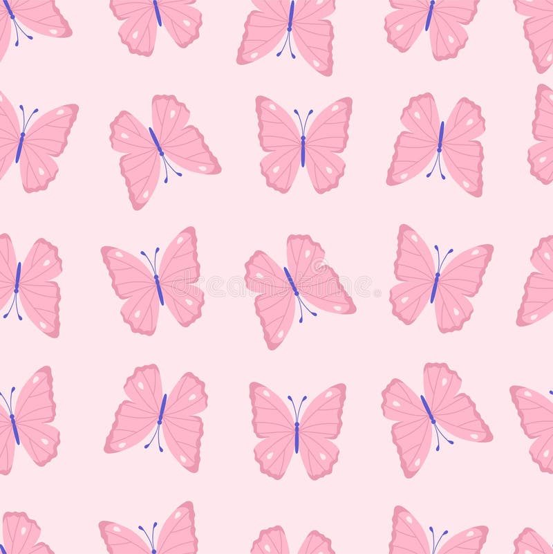 Simple Seamless Pattern with Pink Butterflies. Vector Graphics Stock ...