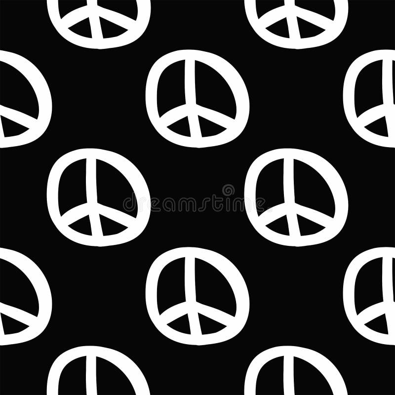 Simple Seamless Pattern with Repeating Peace Sign. Drawn by Hand Stock ...