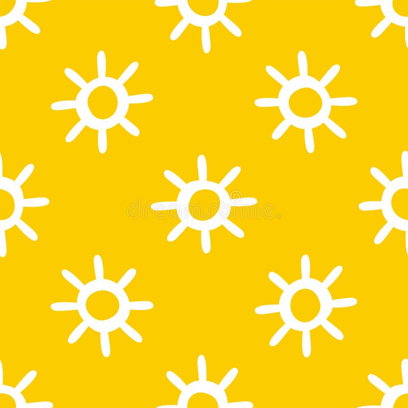 Simple Seamless Pattern with Repeating Sun Drawn by Hand. Stock Vector ...